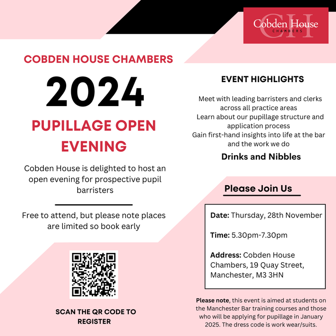 Cobden House Chambers - Cobden House Chambers Pupillage Opening Evening ...